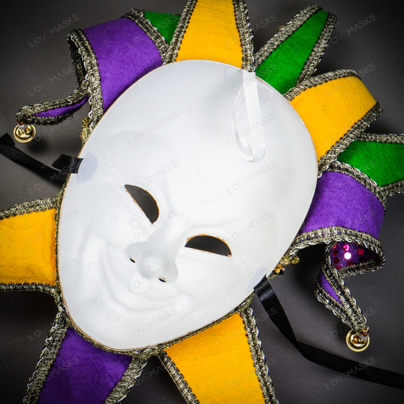 ILOVEMASKS | Accessories | Mardi Gras Luxury Jester White Joker ...
